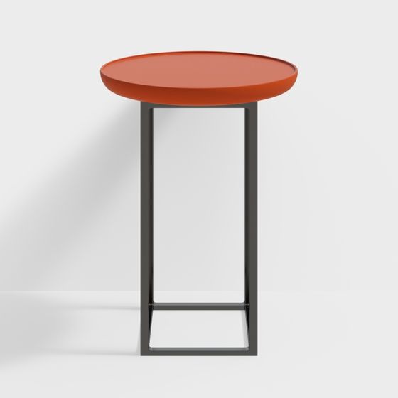 Stylish Minimalist Bar Table 3D Model – Coral Red Top