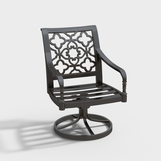 Retro Wrought Iron Swivel Chair 3D model for Creative Projects