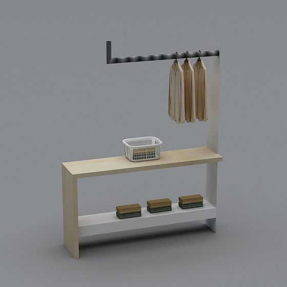 Low Poly Coat Rack Display Cabinet – Wood & Metal Design