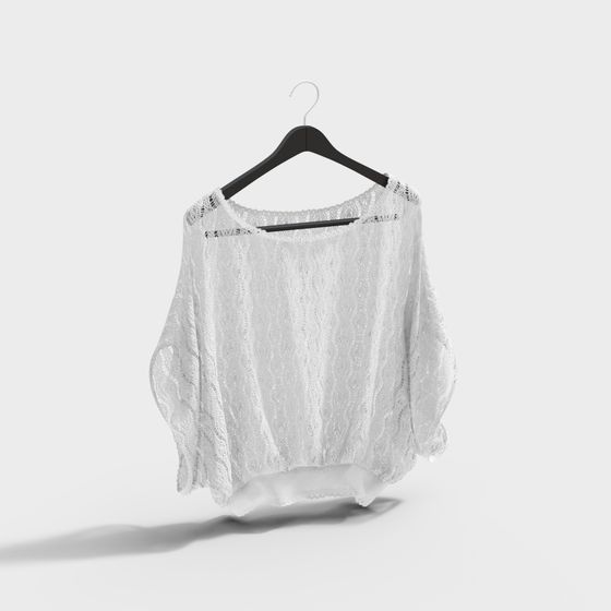 Elegant Lace Top 3D Model – Delicate White Fabric