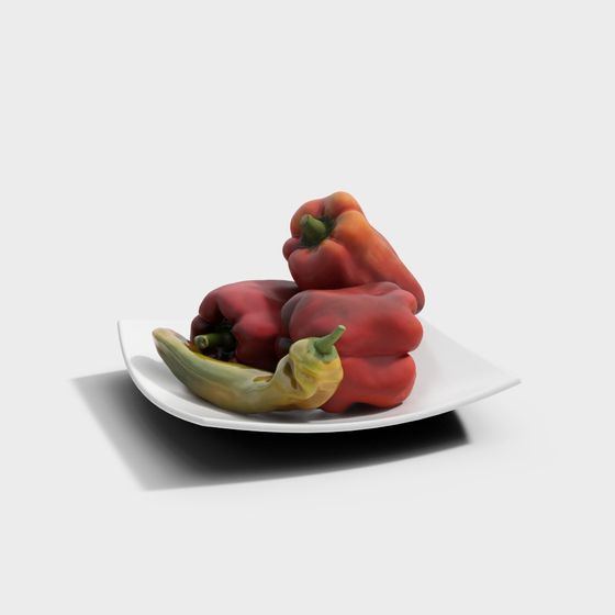 Realistic Low-Polygon Chili Plate 3D model