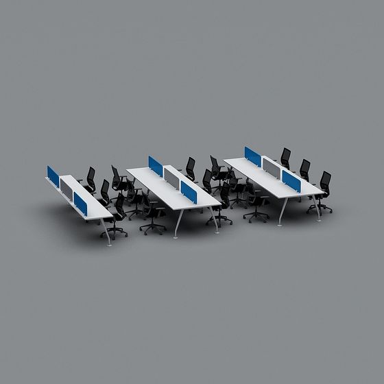 Open Plan Workspace 3D model for Modern Offices