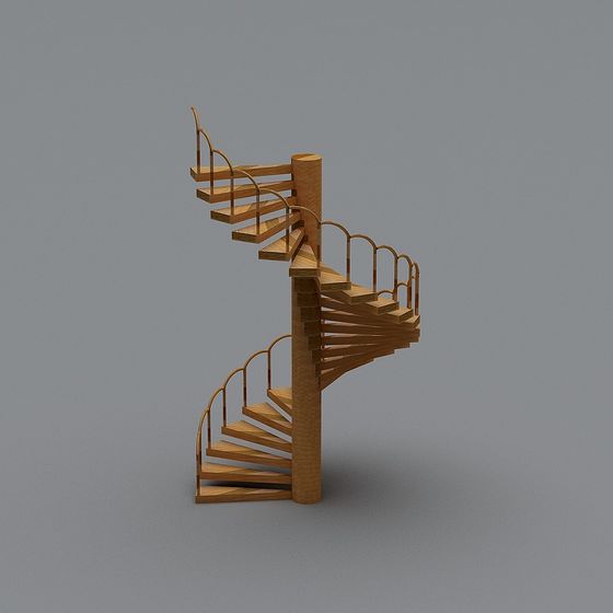 Spiral Staircase 3D Model – Low-Poly Wood & Metal