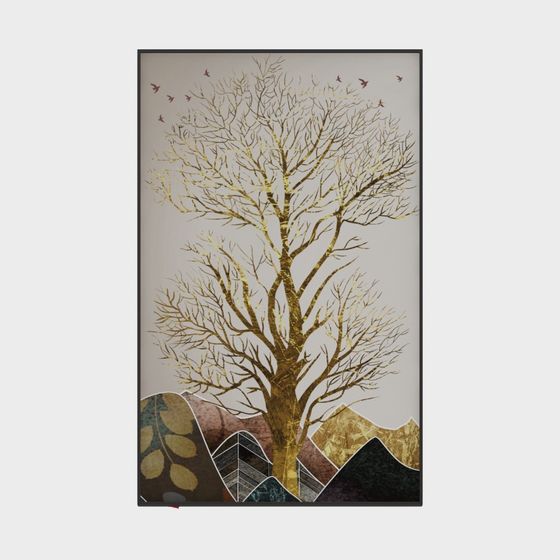 Golden Trunk Low Poly Tree 3D model