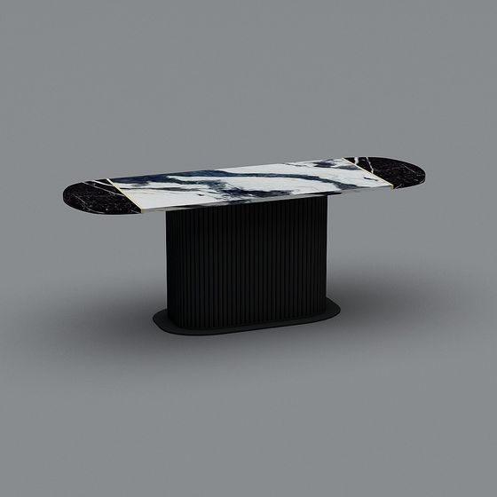 Streamlined Marble Dining Table 3D model