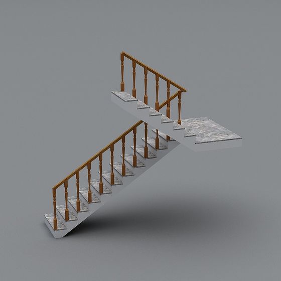 Staircase 3D Model – Gray Finish Free