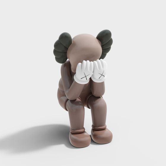 Sad KAWS 3D Model - Unique Low-Poly Art
