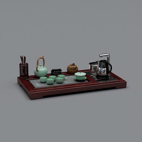 Traditional Low-Poly Tea Set 3D model for Modern Designs