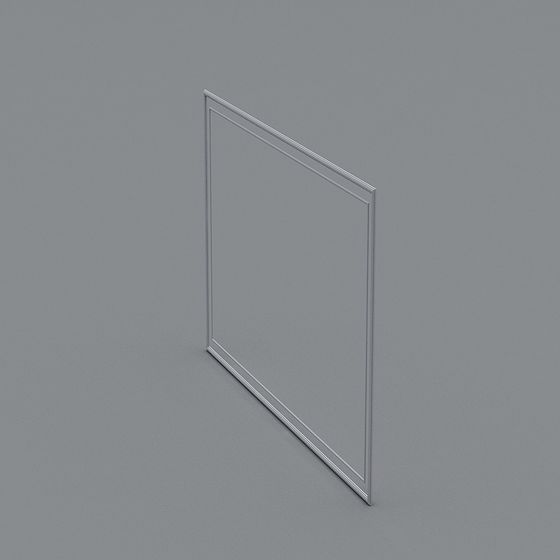 Elegant Low-Poly Mirror 3D Model – Silver Frame