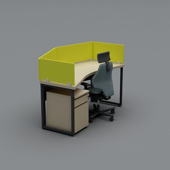 Modern Single Workspace 3D Model – Vibrant Office Design
