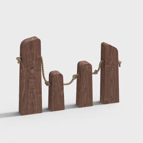 Realistic Wooden Fence Posts 3D Model – Low Poly Wood