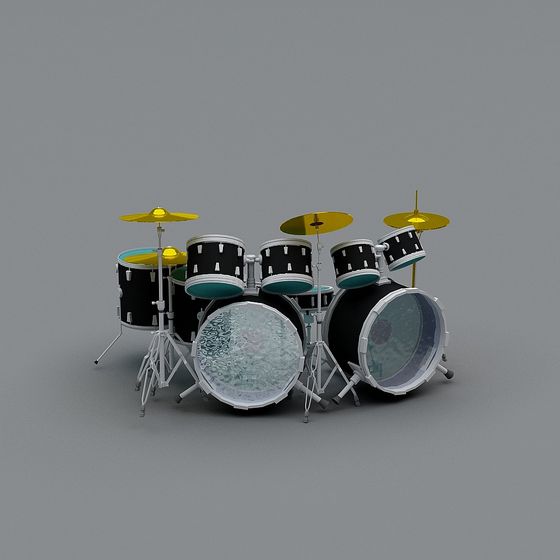 Stylish Low Poly Drum Set 3D model for Creative Projects