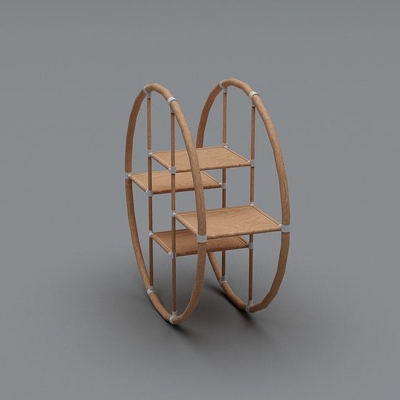 Stylish Wooden Arc Bookshelf 3D model