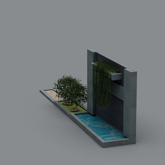 Elegant Gray Fish Pond 3D Model – Free for Unique Outdoor Spaces