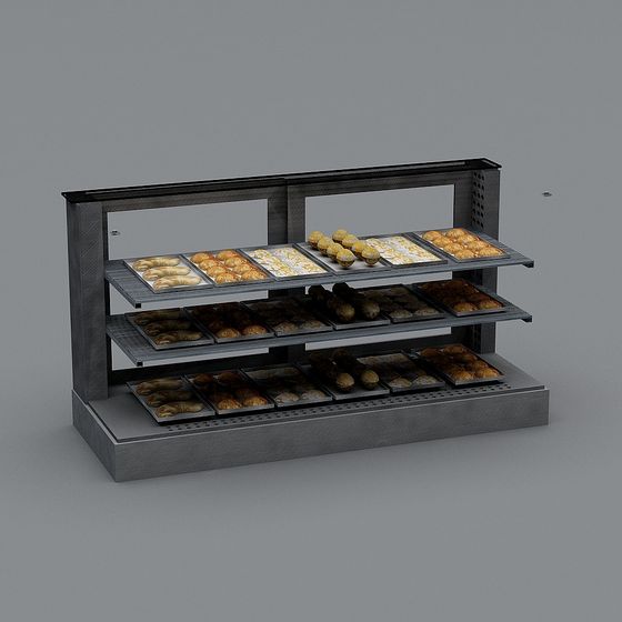 Realistic Low-Poly Bakery Display Case 3D model