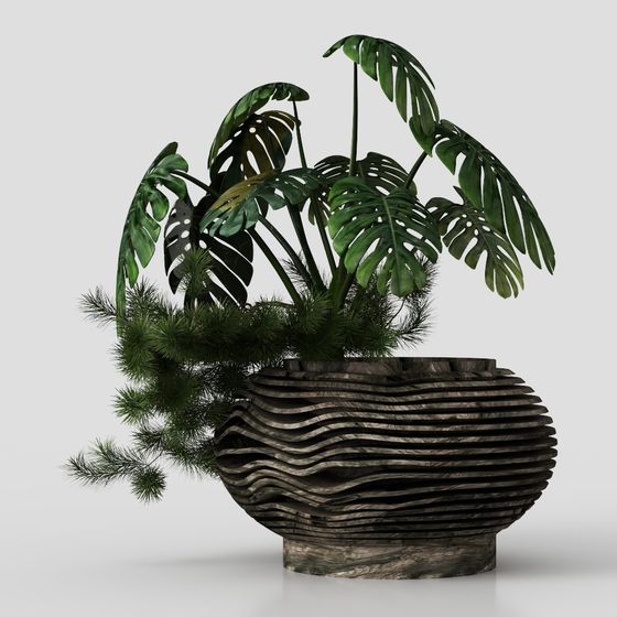 Tropical Plant Pot 3D model for Creative Projects