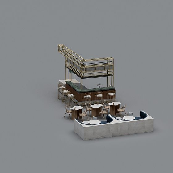City Cafe Low-Poly 3D model