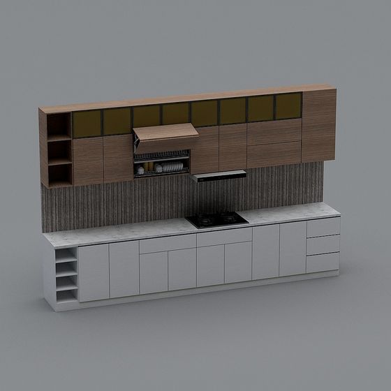 Stylish Low Poly Kitchen Cabinet 3D model