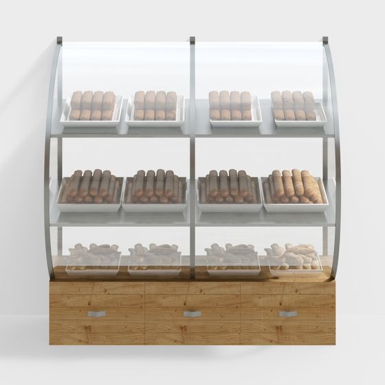 Elegant Low-Poly Bread Display Case 3D model for Bakeries