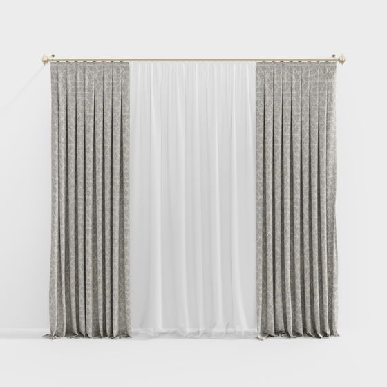 Elegant Curtain 3D model for Modern and Classical Fusion