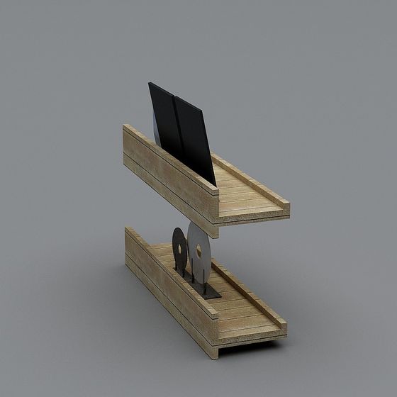 Elegant Balance Beam Table 3D Model – Wood & Metal Design