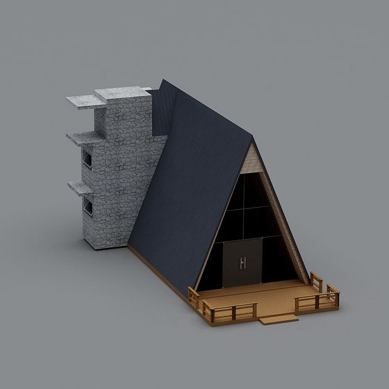 Charming Triangular Roof Cottage 3D model