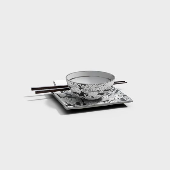 Elegant Eastern Style Dinnerware Set 3D model