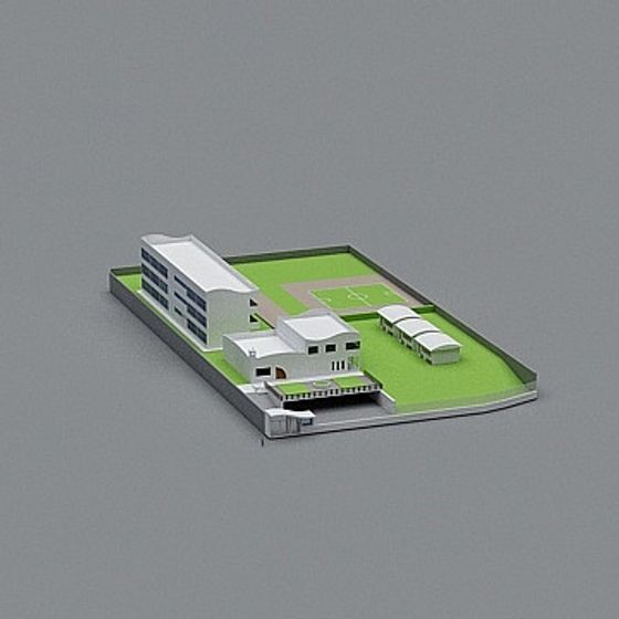 Low-Poly School Campus 3D model