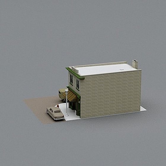 Retro Low-Poly Diner 3D model