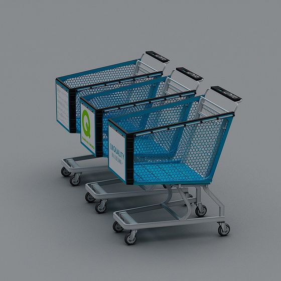 Low-Poly Shopping Cart 3D Model