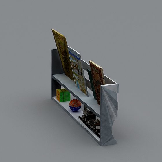 Modern Low-Poly Bookshelf 3D model