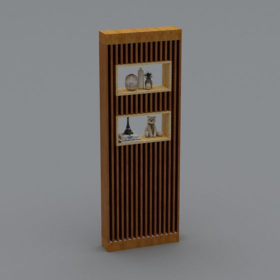 Lattice Shelf 3D Model – Wooden Low-Poly Design