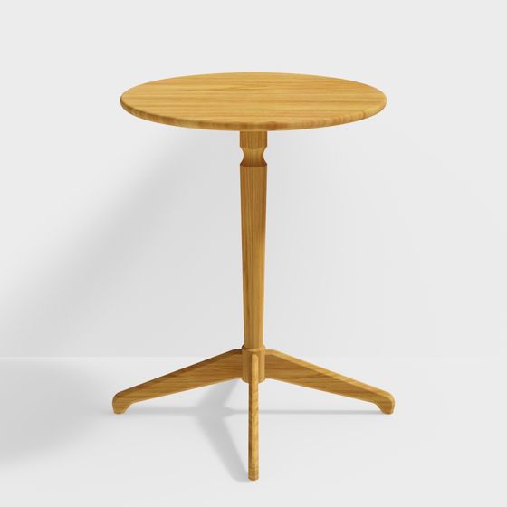 Low-Poly Round Table 3D Model – Wooden Surface Design