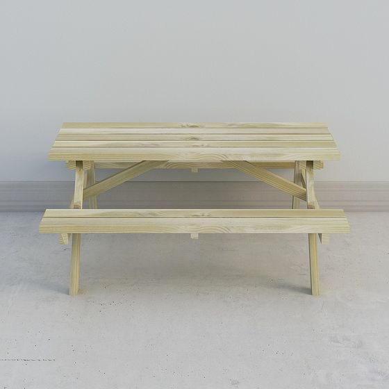 Low-Poly Picnic Table and Bench 3D model