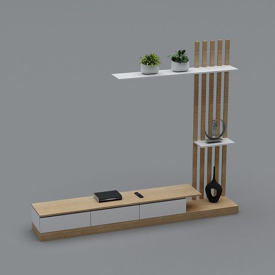 Elegant Low-Polygon TV Cabinet 3D model