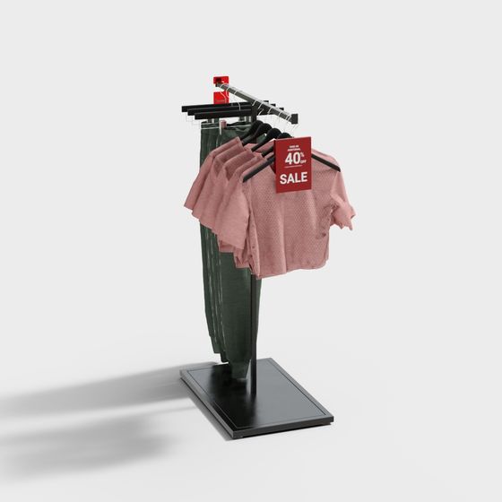 Stylish Clothing Display Rack 3D Model – Retail Display Design