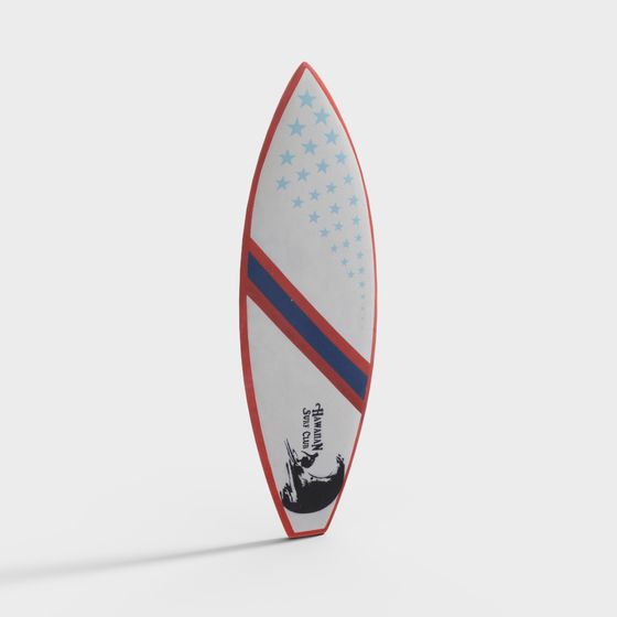 American Flag Inspired Surfboard 3D Model