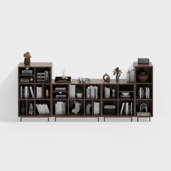 Elegant Low-Polygon Bookshelf 3D Model