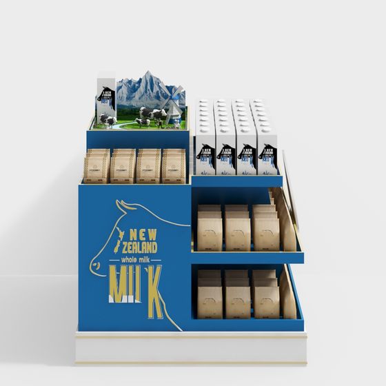 New Zealand Whole Milk Display Stand 3D Model – Retail Display