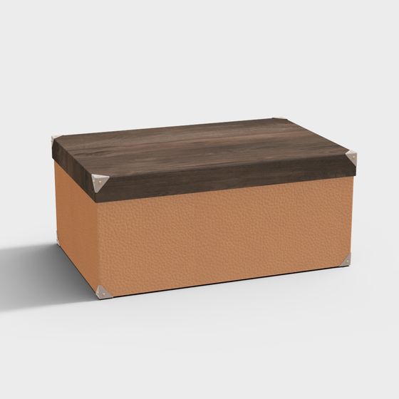 Vintage Leather Storage Box 3D Model – Brown Leather Design