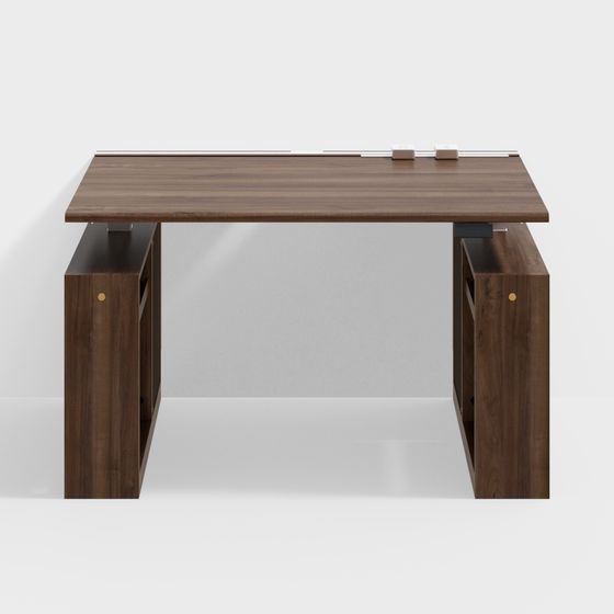 Urban Workstation 3D Model – Low-Poly Wood & Metal Desk