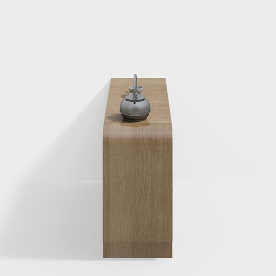 Wooden Coffee Table with Teapot 3D model