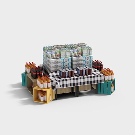 Vibrant Grocery Market 3D model in Low Poly Style