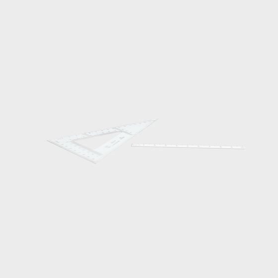 Detailed Triangular Ruler Set 3D Model – Low Poly Design
