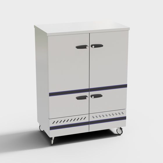 Minimalist Moving Storage Cabinet 3D Model – White Mobile Design