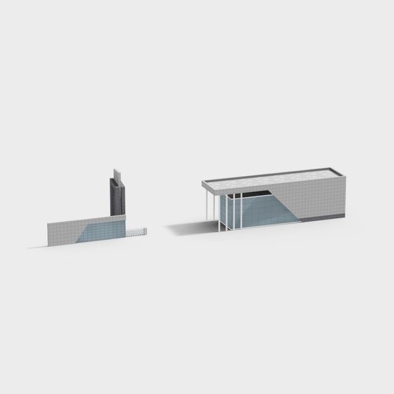 Futuristic Low-Poly Building 3D model