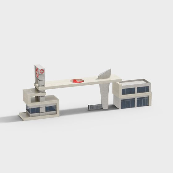 Unique Geometric Hospital Building 3D model